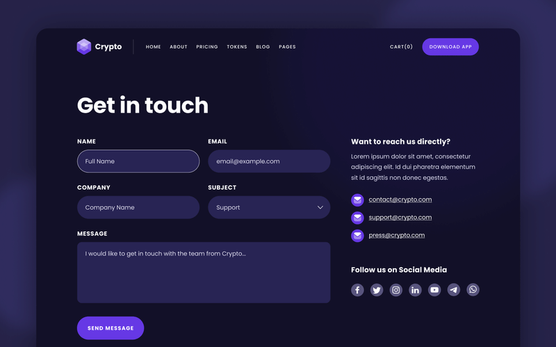 Crypto - App HTML5 Responsive Website Template